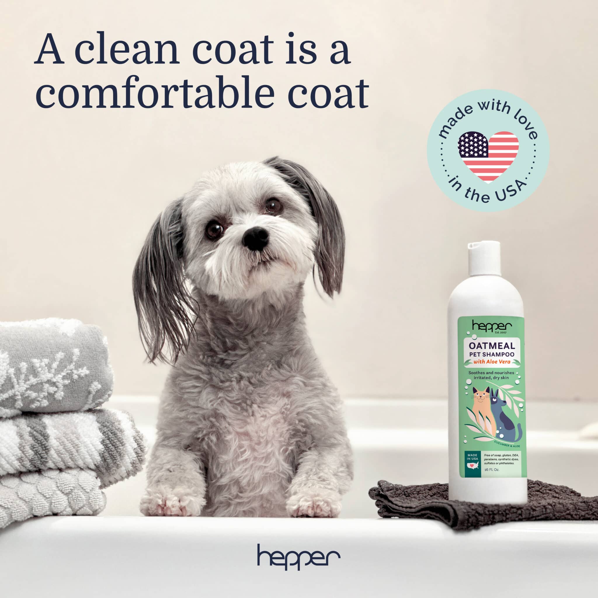 Hepper Colloidal Oatmeal Pet Shampoo (Aloe and Cucumber Scent) | Hepper