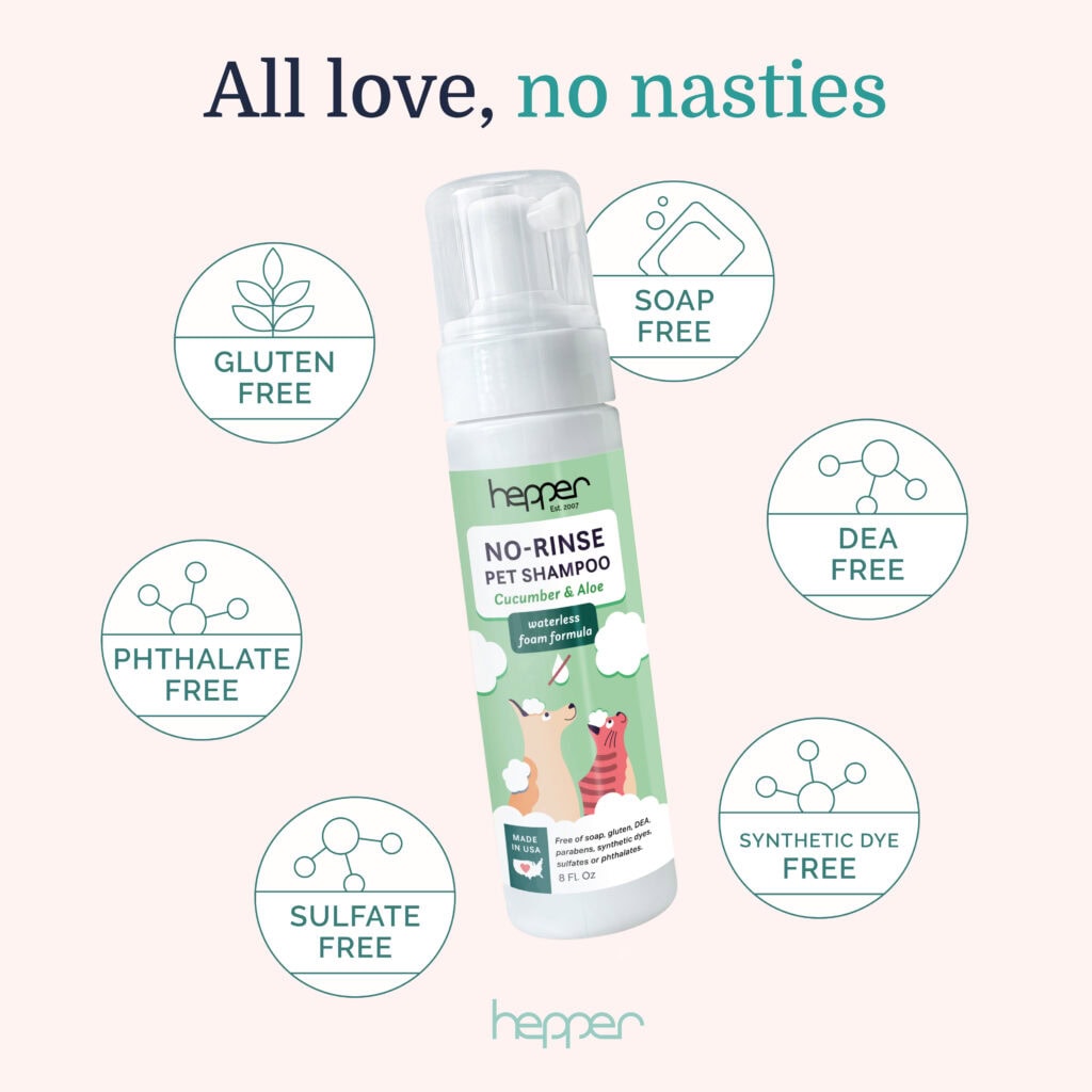 Hepper Waterless No Rinse Pet Shampoo (Aloe and Cucumber Scent) | Hepper