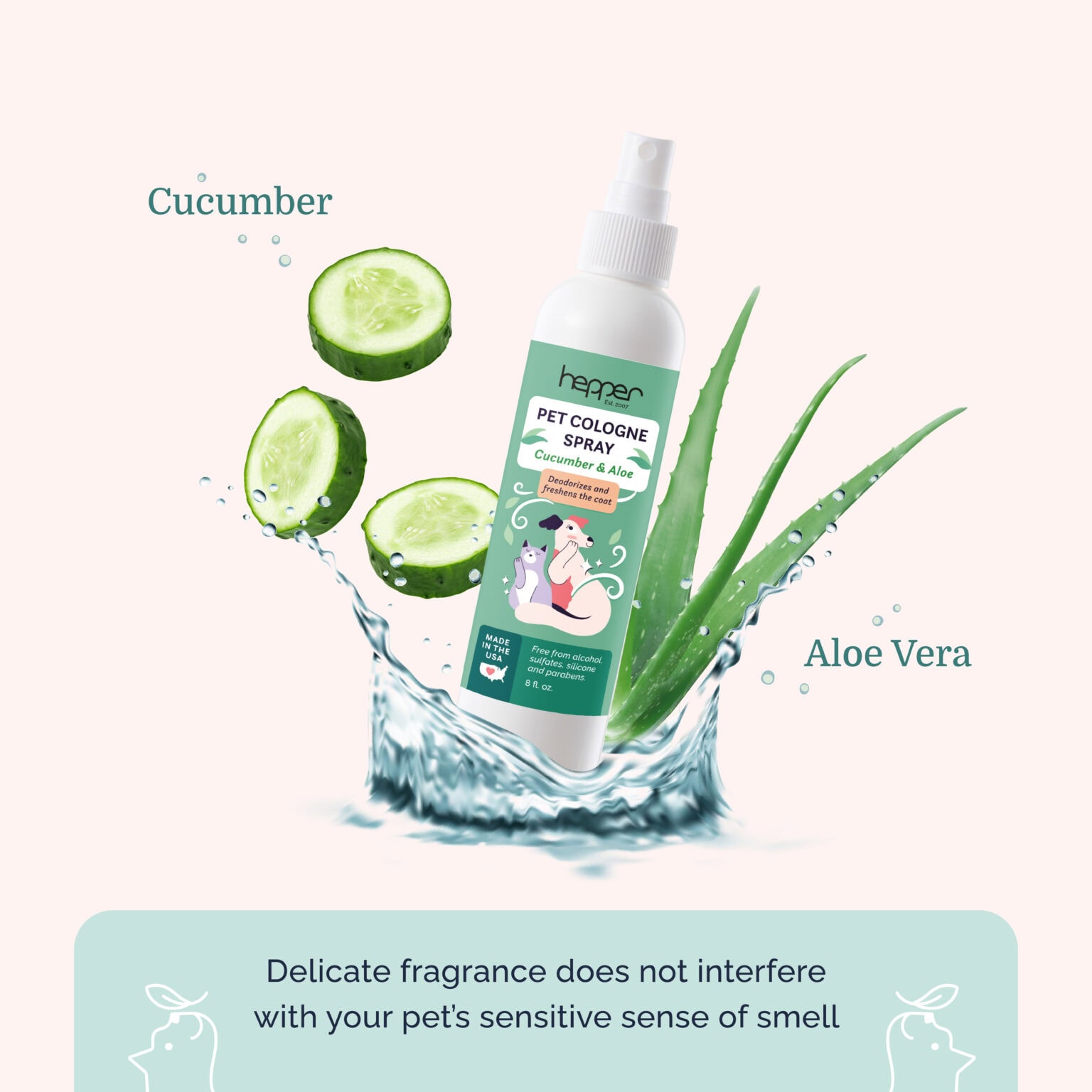 Hepper Pet Cologne (Cucumber & Aloe) - Silky Smooth Coat | Hepper