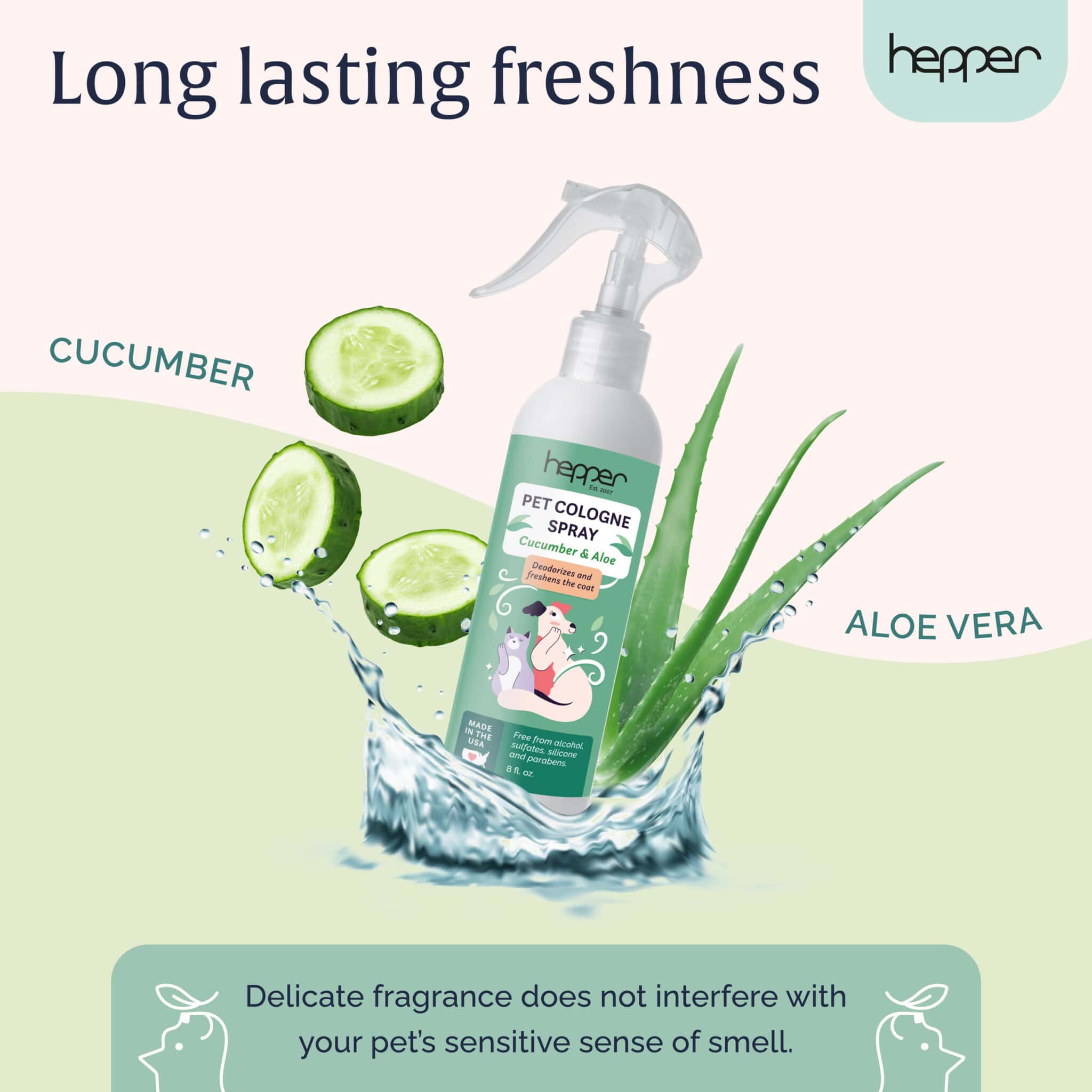 Pet Cologne (Cucumber & Aloe) - Silky Smooth Coat | Hepper